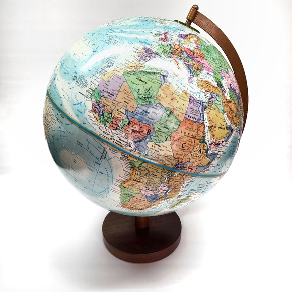 American Vintage | Other | Vintage Mcm Globemaster Wood Base World Map ...